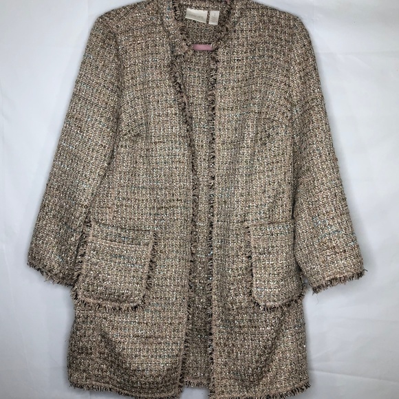 Chico's | Jackets & Coats | Chicos Tweed Fringe Open Front Jacket ...